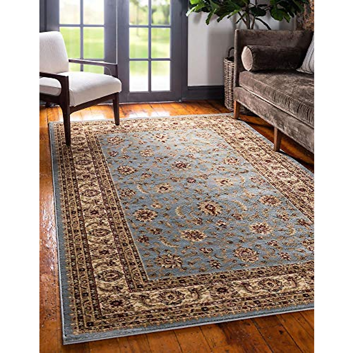 Unique Loom Voyage Collection Traditional Oriental Classic Intricate Design Area Rug, 3' 3" x 5' 3" Rectangle, Light Blue/Cream