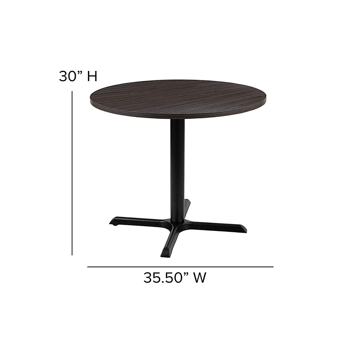 Flash Furniture Chapman 36" Round Multi-Purpose Conference Table in Rustic Gray