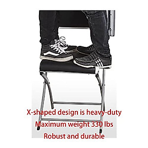 Computer Desk Chairs for Adults no Wheels,Chairs for bedrooms Comfy,Folding Office Chair with Pu Leather Padded Seat,Home Office Desk Chair Ergonomic,330-Pound Capacity 1 Piece,Black