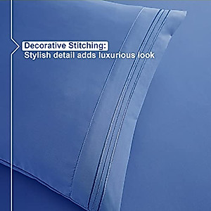 Nestl Split King Sheets for Adjustable Beds - 5 Piece Split King Sheets Set, Deep Pocket, Hotel Luxury, Extra Soft, Breathable and Cooling, Calm Blue Split King Bed Sheets