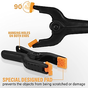 WOCTEC 3.5 Inches Small Spring Clamps, Pack of 10 Heavy Duty Plastic Clamps for Crafts and Woodworking- Backdrop Clamps for Pool Cover, Photography and Home Improvement