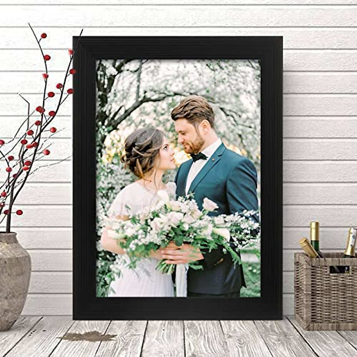 Joyberg 2 Pack 5x7 Picture Frame, Picture Frame Black, Plastic 5x7 Frame for Tabletop Display, Photo Frame with Clear Plexiglass for Vertical or Horizontal Display
