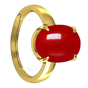 SirDaksh 6.25 Carat Natural Red Coral Panchdhatu Ring For Men And Women