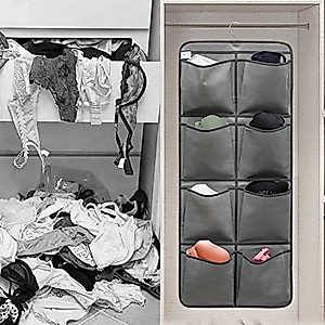 ANIZER Dual Sided Hanging Closet Organizer Shoe Rack Holder with 26 Large Pockets (Grey)