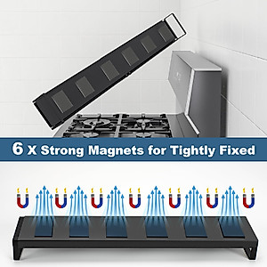 Bumusty 6X Strong Magnetic Shelf for Stove Top, 20"-30" Adjustable Stove Top Shelf, Oven Shelf Spice Rack Over the Stove, Seasoning Organizer Kitchen Shelves, Matte Black