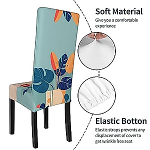 Blue Orange Turtleback Bamboo Pattern Elastic Polyester Ammonia Dining Chair Cover - Protection Cover for Dining Chair Removable