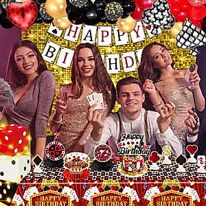 Casino Theme Party Decorations 132pcs Casino Party Decorations Casino Night Decorations Casino Birthday Decorations Casino Decorations includes Banner Balloon Box Backdrop Cake Decorations Tablecloth