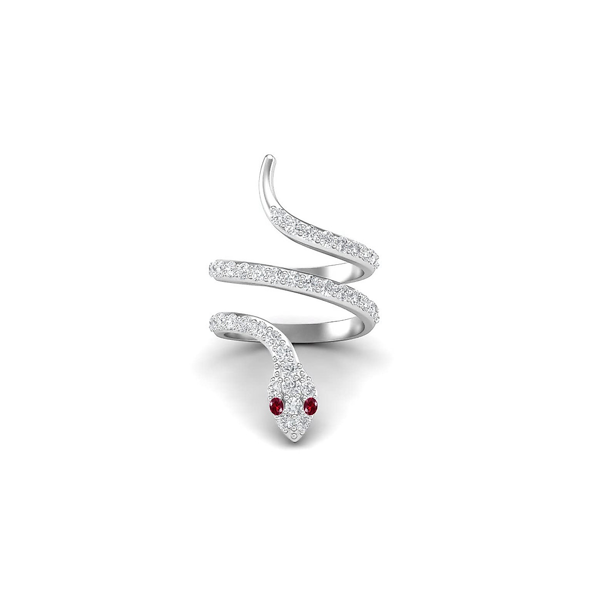 MOONEYE 925 Sterling Silver Snake Ring for Women Vintage Wrap Rings with Natural Ruby & White Topaz Engagement Ring Cobra Snake Rings (Sterling Silver, 7)