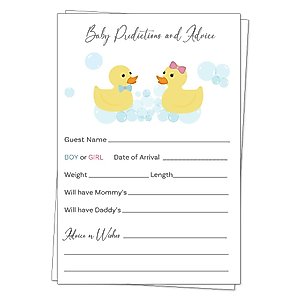 Predictions Cards Gender Reveal Rubber Ducky What The Duck Girl Or Boy Cards Games (24 count)