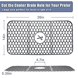 Silicone Kitchen Sink Mats for Bottom of Kitchen Sink,Non-slip Heat Resistant Sink Protectors for Kitchen Sink Mats and Protectors,Silicone Sink Mat Protector for Farmhouse Center Drain(26"x14")