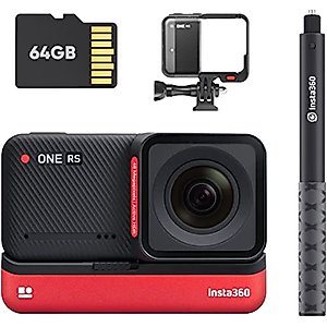 Insta360 ONE R Twin Edition Memory Card Bundle – 4K Action Camera & 5.7K 360 Camera with Interchangeable Lenses, Stabilization, IPX8 Waterproof, Touch Screen, AI Editing