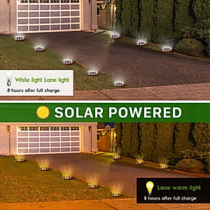 4 Pack Solar Ground Lights, Upgraded 8 LED Outdoor Waterproof Bright In-Ground Stone Decor Disk Lights, Solar Powered Garden Lights, Landscape Lighting for Pathway Yard, Deck, Lawn, Patio, Walkway