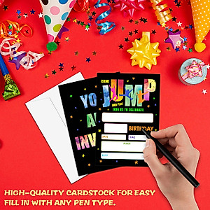 Trampoline Birthday Party Invitation, Bounce House, Jump Zone Fill-In Invites For Men & Women, 20 Invitations With Envelopes(4" X 6")，Personalized Adults Party Favors Decorations And Supplies-20