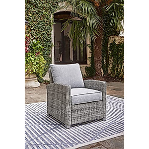 Signature Design by Ashley Naples Beach Contemporary Outdoor Lounge Chair with Cushion, Light Gray