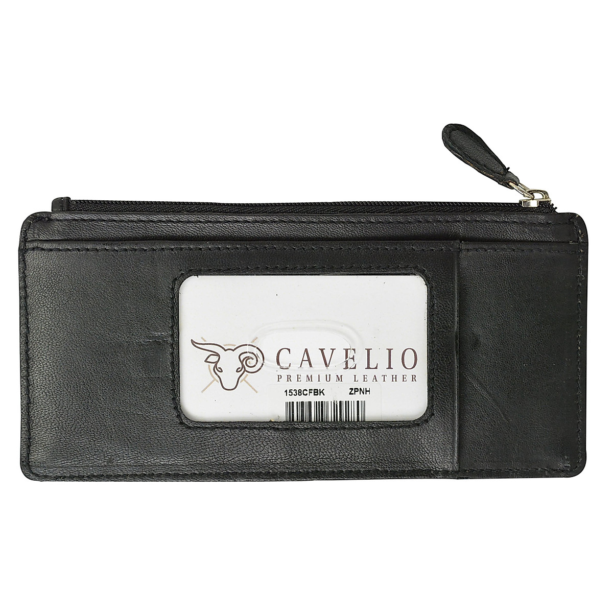 Cavelio Leather Thin Vertical Stacker Card Case Wallet with ID Window (Pink)