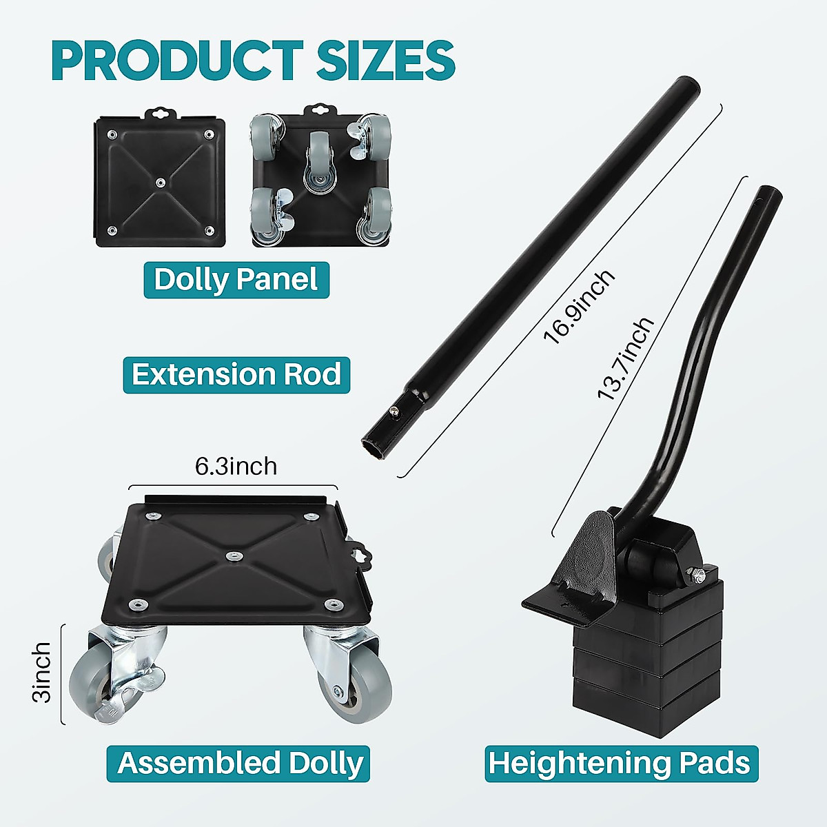 Upgrade Large Furniture Dolly, Furniture Movers with 5 360° Rotation Wheels and Brake, Maximum Load 3306LBS, Furniture Moving Tools for Heavy Furniture Sofa Cabinet Refrigerator