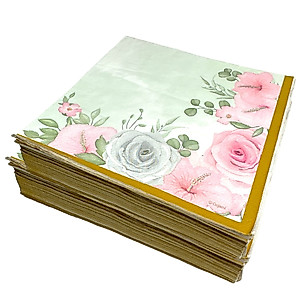 Oojmai 100 Flower Theme Paper Napkins Ideal for Weddings Engagement Bridal Baby Shower Birthday Party