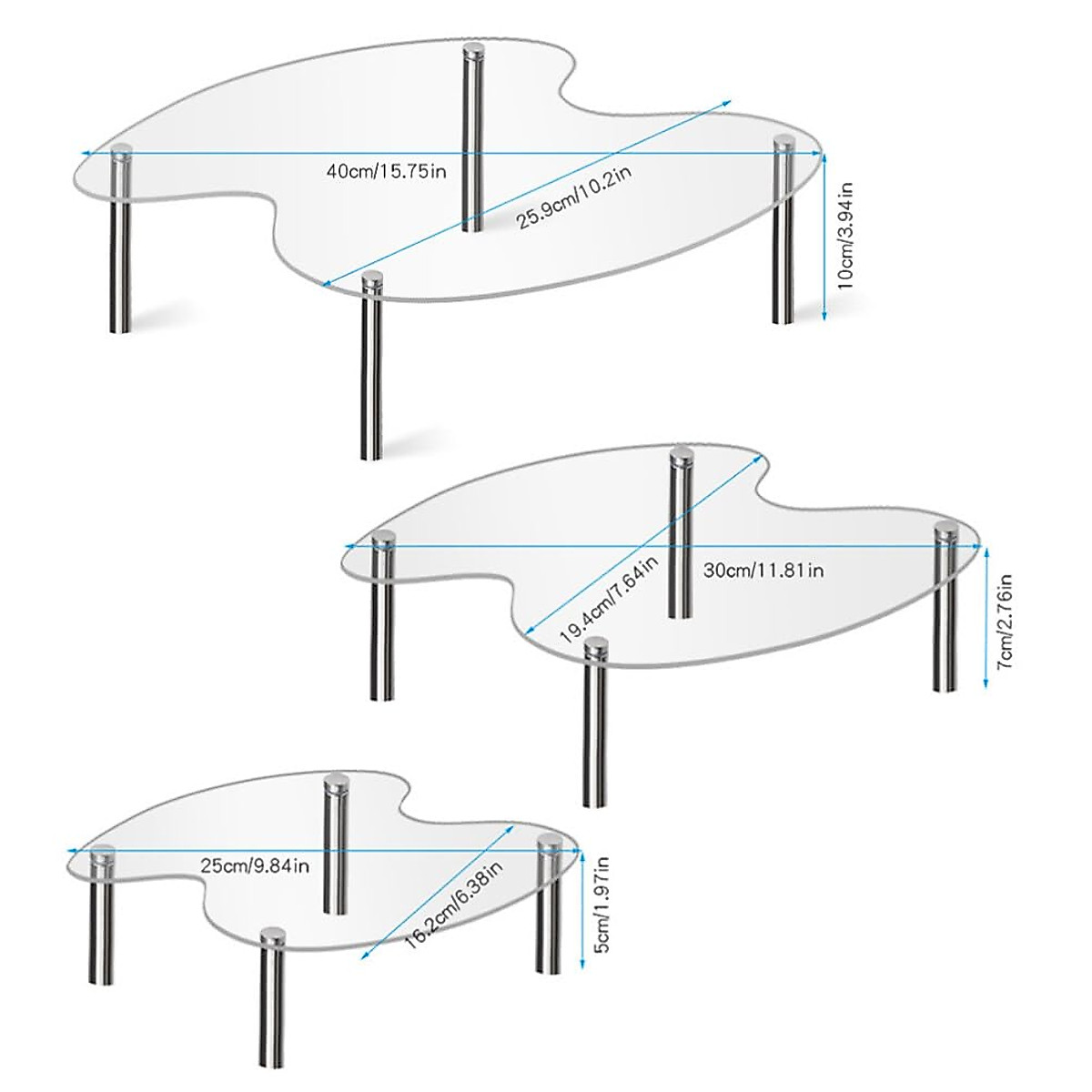 Abaodam 3pcs Cake Display Stand Clear Shelves for Display Toy Storage Stand Perfume Organizer for Dresser Food Stands for Display Party Acrylic Tiered Display Stand Tiered Shelf Organizer