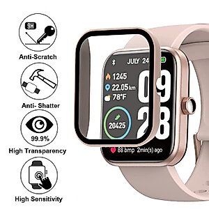 smaate Watch Cases with Screen Protector for S2, Compatible with TOZO S2 1.69” Smartwatch, Hard PC Case with Tempered Glass Screen Protector, Protecting Watch Body & Screen, Anti-Scratch Anti-Shatter