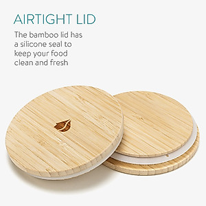 Navaris Glass Food Storage Canisters (Set of 4) - Containers with Bamboo Lids for Dry Goods - Airtight Kitchen Jars - 47 oz / 34 oz / 20 oz / 10 oz