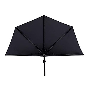 FLAME&SHADE 9 ft Half Round Outdoor Market Patio Table Umbrella with Tilt for Wall Balcony, Anthracite
