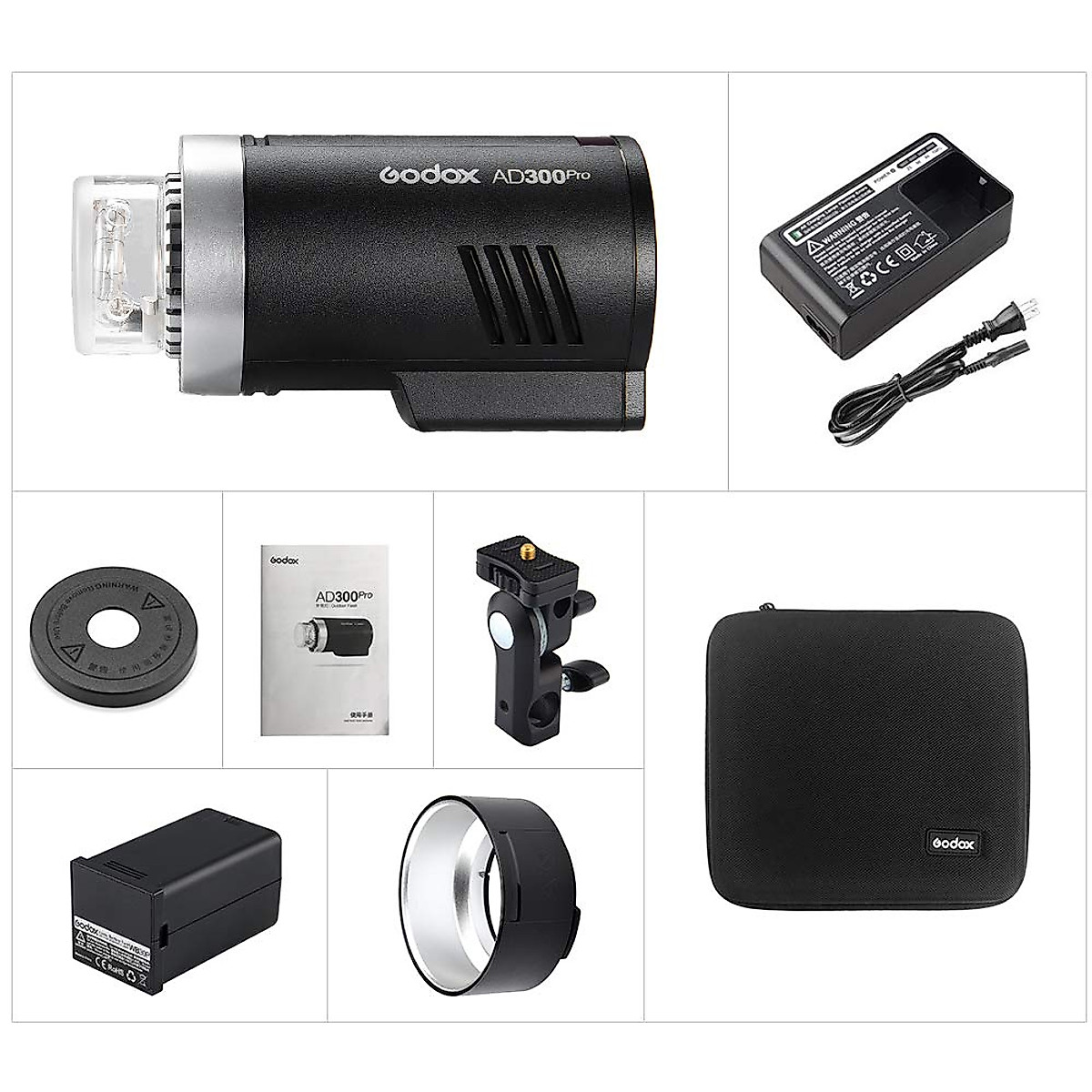 Godox AD300Pro Outdoor Strobe Flash Light, 2.4G Wireless 300Ws TTL 1/8000s 320 Times Full Power Flash Rechargeable Battery Compatible with Canon Nikon Sony FUJIFILM Panasonic Pentax Olympus