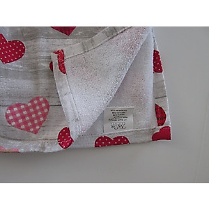 Valentine's Day Red & Pink Hearts Hanging Kitchen Towel - Red Crochet Top - Double Thickness Best Quality