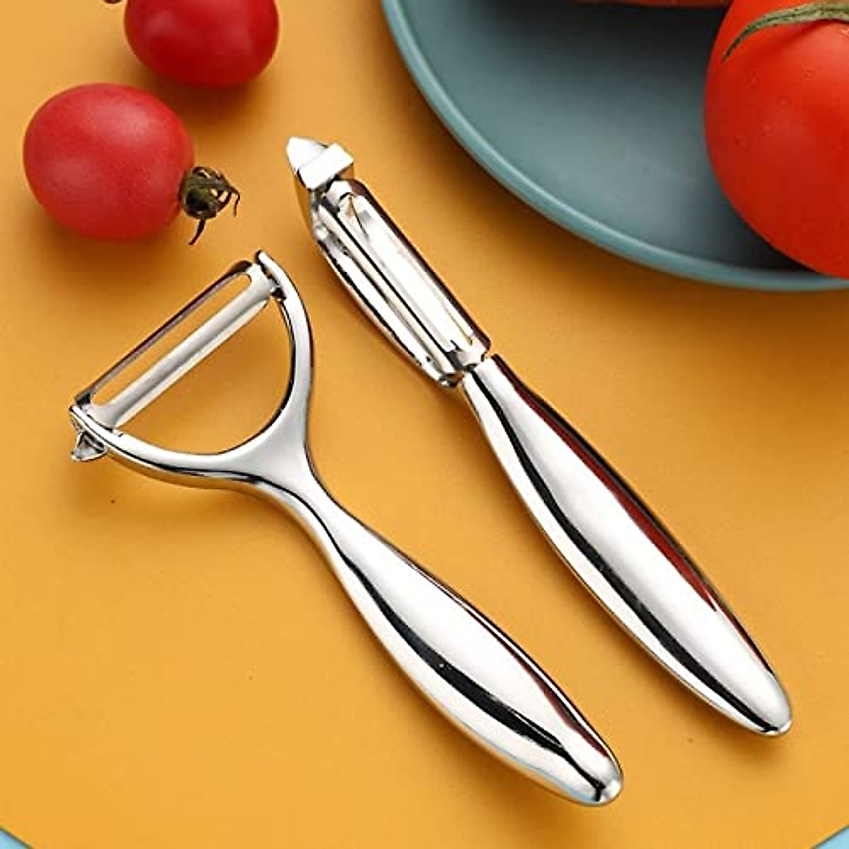 Mexrasdos Vegetable Peeler 2 Different Shaped Peelers Apple Peelers Stainless Steel Fruit Peelers for Kitchen Non-Slip Handle Peeler for Potato, Carrot, Veggie (2 PCS)