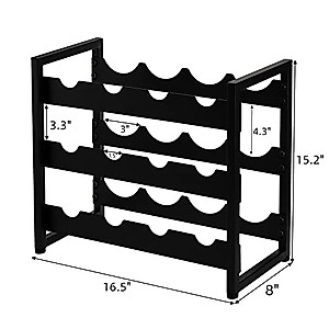 AVLA Metal Wine Rack Freestanding, Rustic 3 Tier Countertop Bottle Holder, Liquor Display Storage Organizer Stand, 12 Bottles Solid Floor Wine Cabinet Shelf for Kitchen, Tabletop, Bar, Dining Room