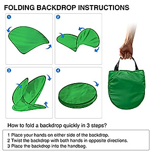 Portable Webcam Background, 75cm Collapsible Green Background for Video Chats, Zoom, Skype, Video, Photo, Single-Side Chromakey Green Screen for Chair