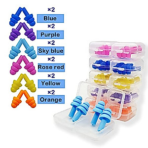Silicone Ear Plugs for Sleeping,12 Pairs Reusable Earplugs Noise Reduction Ear Plugs Soft Waterproof Earplugs Hearing Protection for Concert,Swimming,Study,Loud Noise,Snoring