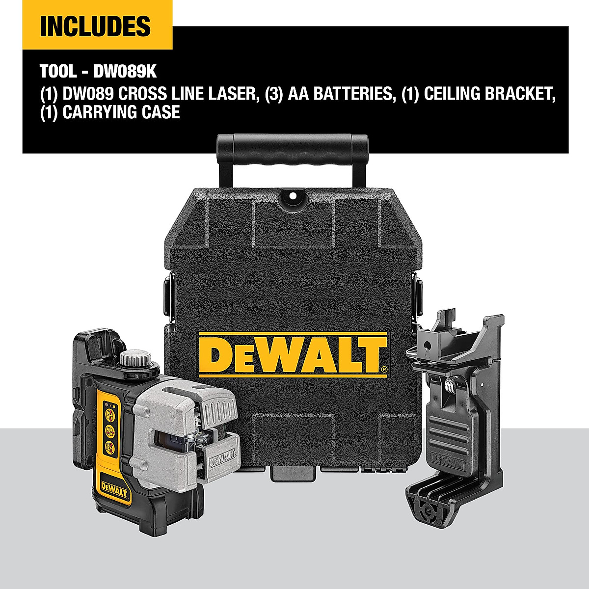 DEWALT Line Laser, Self-Leveling, Red, 3-Beam (DW089K)