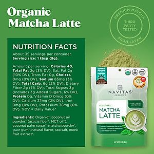 Navitas Organics Matcha Latte, 11.1oz Value Size Bag, 35 Servings — Organic, Non-GMO, Dairy-Free