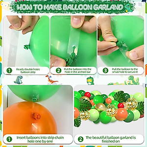 125pcs Dinosaur Birthday Party Decorations Supplies, Dinosaur Balloons Arch Garland Kit with Fringe Curtain, Dinosaur Balloons for Jungle Dinosaur Baby Shower Decorations for Boy Kids