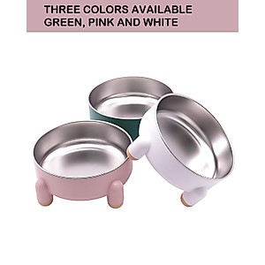 Stainless Steel Cat Bowl, Anti-Slip and Raised Design, Durable HIPS Material, Non-Spill, Dishwasher Safe, Perfect for Cats and Small Dogs, Easy to Clean (Pink, 1 Pcs)