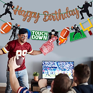 Football Happy Birthday Banners Football Themed Birthday Party Decoration Rugby Player Cutout Banner 2Pcs Football Party Decoration for Football Baby Shower Supplies