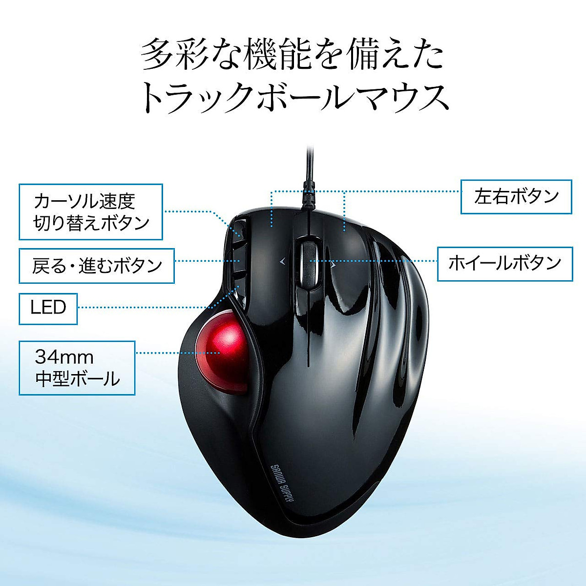Wired Laser Trackball, Black MA-TB44BKN
