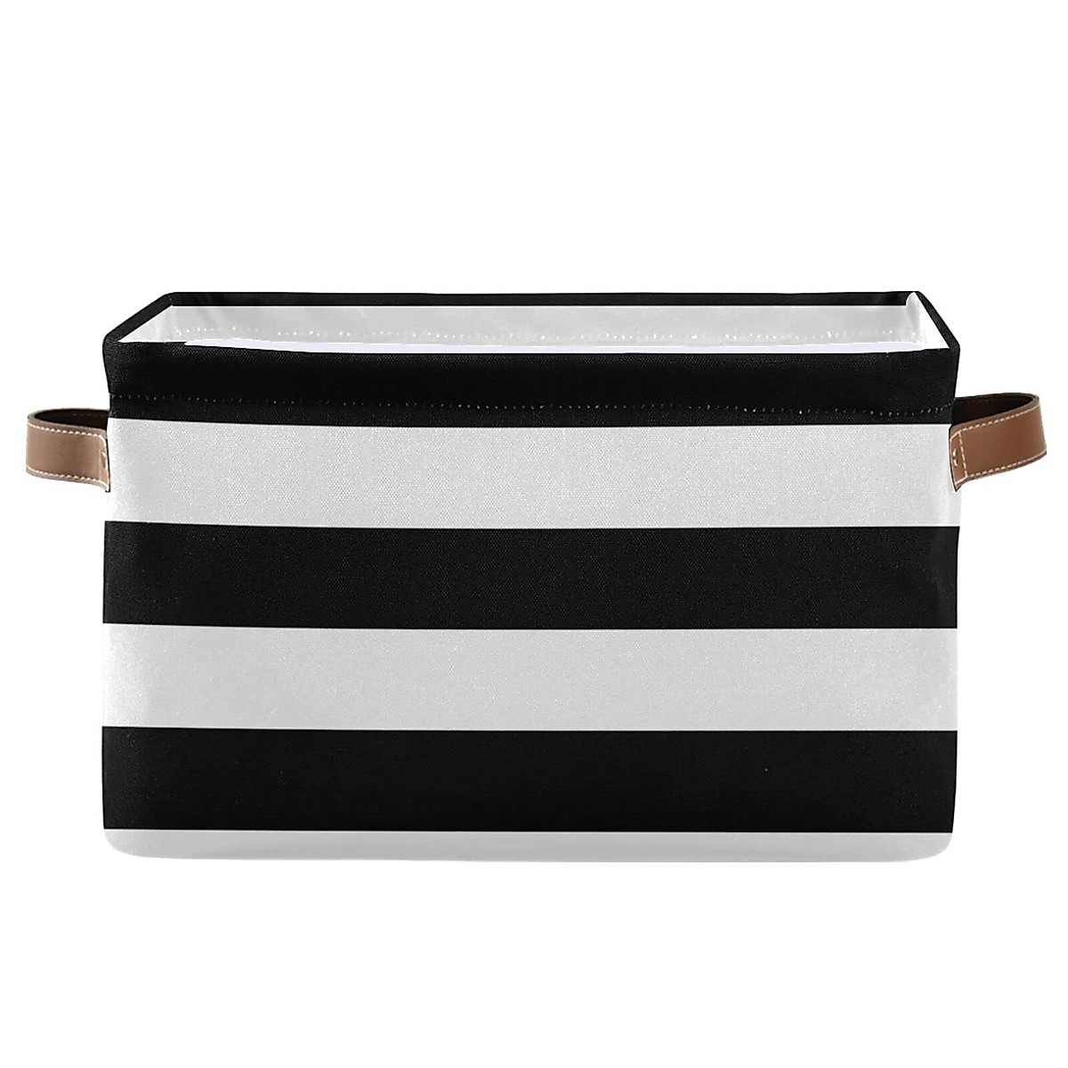 Kigai 2 Pack Foldable Storage Basket Black & White Stripes Foldable Storage Bins for Organizing Shelf Nursery Closet Organizers with Handle Toy Fabric Baskets for Home/Office