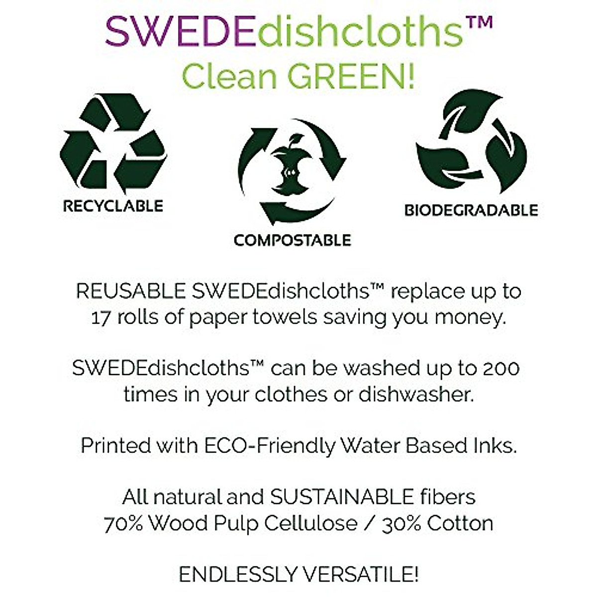 SWEDEdishcloths - Cellulose Sponge Dish Towels - Mixed Set of 3 SpringTree Swedish Dish Cloths