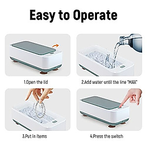 Ultrasonic Glasses Cleaner, Small Ultrasonic Cleaner, Household Ultrasonic Jewelry Cleaner- Portable Professional Ultrasonic Cleaner for Cleaning Jewelry Eyeglass Watch Ring Necklace & Make-up Brush