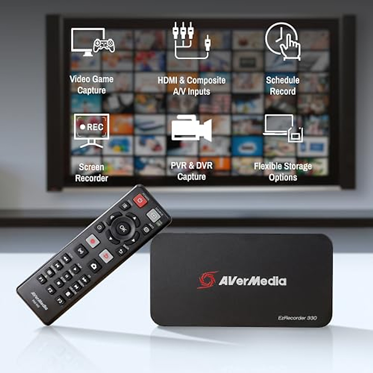 AVerMedia EZRecorder 330G - 4K Pass-Through and 1080p60 Video Recording, DVR with HDMI Capture, Digital Converter, Schedule Recording, No PC Required (ER330G)