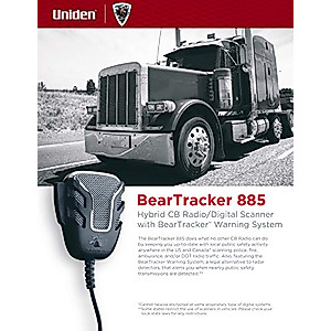 Uniden BEARTRACKER 885 Hybrid Full-Featured CB Radio + Digital TrunkTracking Police/Fire/Ambulance/DOT Scanner w/ BearTracker Warning System Alerts, 40-channel CB, 4-Watts power, 7-color display.