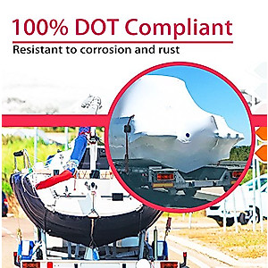 Wellmax 12V LED Trailer Lights, Submersible and Waterproof Low Profile Rectangular tail lights for RV, marine, boats, trailers