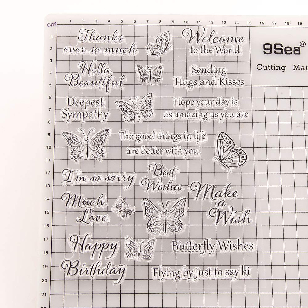 Words Clear Stamp Silicone Stamp Cards with Sentiments,Flowers,Butterfly,Greeting Words Pattern for Holiday Card Making Decoration and DIY Scrapbooking Album DIY Crafts
