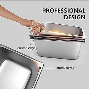 Jerlonfury 6 Pack 1/2 Size Stainless Steel Steam Table Pan, 6" Deep Hotel Pan, 0.7mm Thickness Commercial Food Pan, Steam Pan for Restaurant, Kitchen, Commercial Supplies