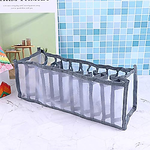 Cabilock 3PCS Underwear Storage Boxes Collapsible Closet Divider Nylon Grids Style for Bra Socks Ties Scarves Lingerie for Wardrobe Cabinet Organizer (Grey)