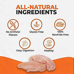 Canine Naturals Chicken Recipe Chew - Rawhide Free Dog Treats - Made From USA Raised Chicken - All-Natural and Easily Digestible - 40 Pack of 5 Inch Stick Chews