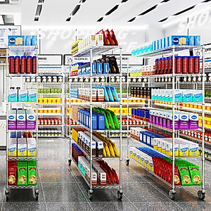 NSF Heavy Duty 6-Tier Metal Wire Shelving Unit - 6000lbs Capacity, Adjustable, with 5in Wheels/Leveling Feet and Shelf Liners - Ideal for Garage, Kitchen, and More - Chrome, 18"D x 60"L x 87.5"H