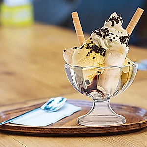 Mezchi Set of 12 Ice Cream Bowl Set, 8 Ounce Plastic Dessert Bowls, Clear Footed Dessert Cups, Ice Cream Cups Bowls for Sundae Milkshakes Parfait Fruit Pudding