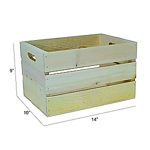 Poole & Sons Wooden Storage Crate with Hand Holes, 14 x 10 x 9 Inside Dimensions